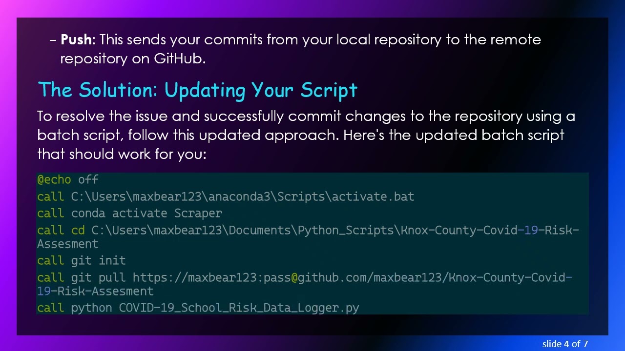 How to Fix Git Commit Issues When Using Batch Scripts with GitHub