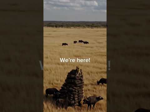 Lion Gets Airlifted... Buffalo: “Bro, Seriously?” ライオン空へ…バッファロー「マジかよ?」 #lion #wildlife #short #AI
