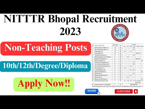 NITTTR Bhopal Recruitment 2023 || Non-Teaching Posts Notification Released || Apply Online ||