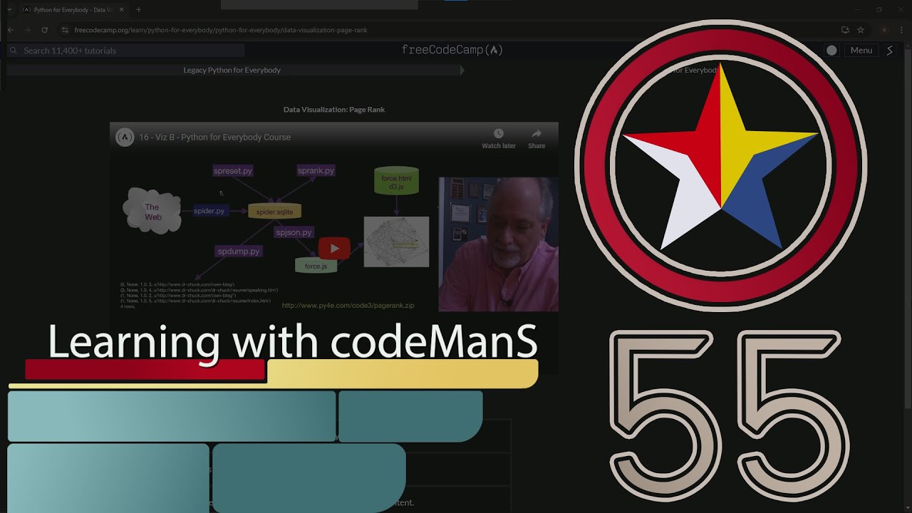 Data Visualization: Page Rank | freeCodeCamp | Legacy Python for Everybody 55