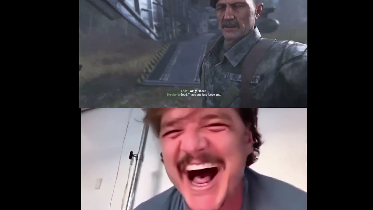 Pedro Pascal crying at cod modern warfare 2 ghost and roach death