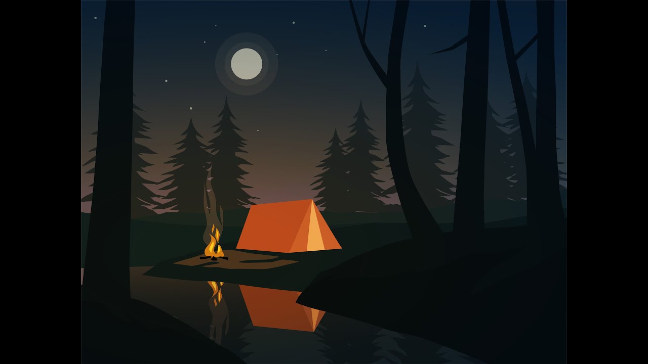 Adobe Illustrator tutorial : How to make flat night landscape wallpaper.