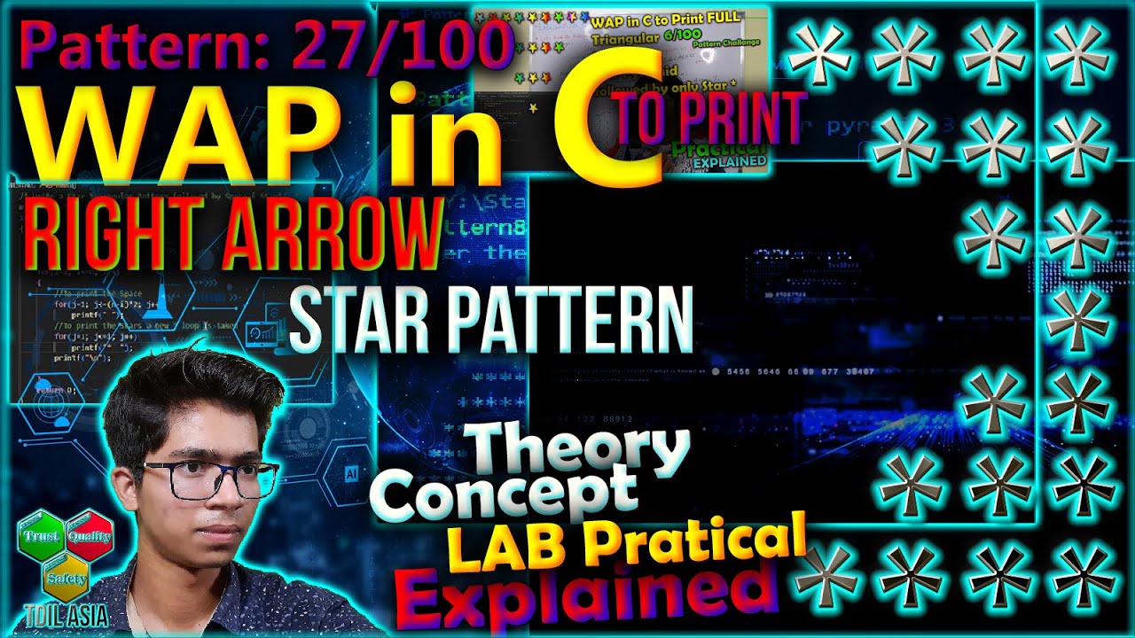 WAP in C to print Right Arrow Star Pattern |C Tutorials | Let's Rock the Patterns 27/100