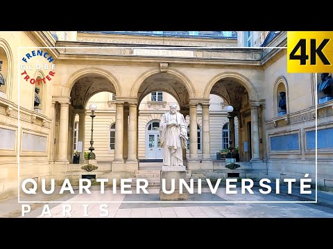France Paris Quartier Université Sorbonne Walking around 4K 🇫🇷 Musée de Cluny — Sorbonne — Panthéon