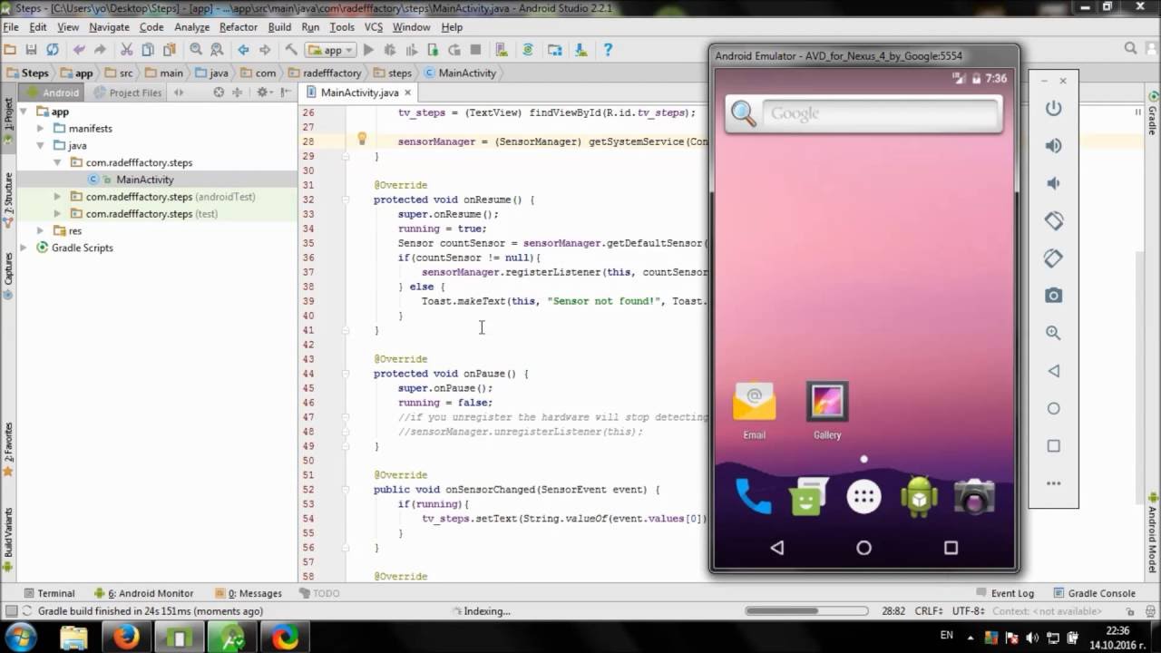 Develop simple Step Counter in Android Studio