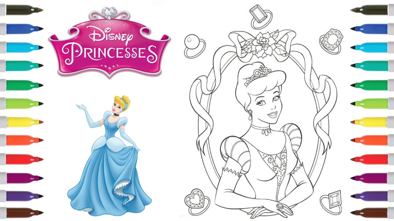 Disney's Cinderella Coloring Book Page | Cinderella Dress Up Coloring Page