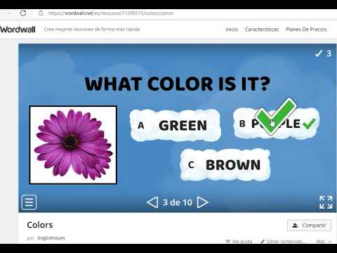 Juego de los colores en inglés. Game for learning colors wordwall.net