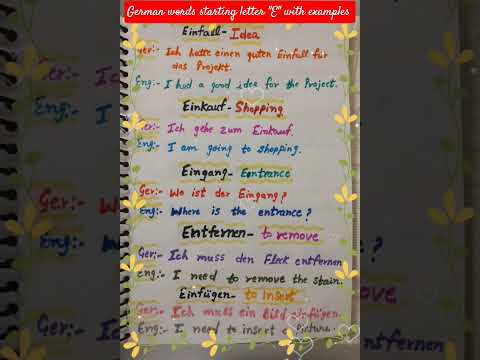 german words starting letter "E"with examples #educational #viral #deutschkur#german words#learning