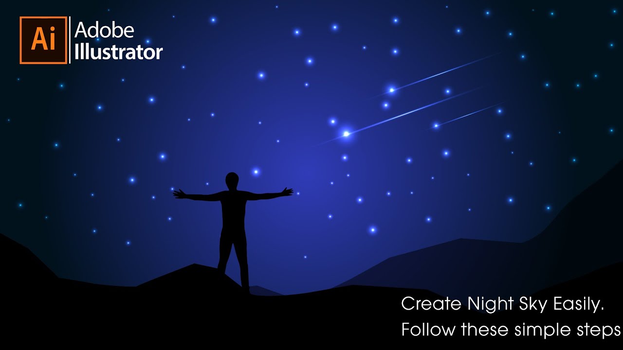 Night Sky Background Vector Illustration | Adobe Illustrator Tutorial | Simple Steps