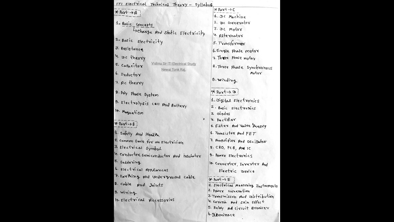 all technical exam syllabus | iti technical syllabus | iti electrician syllabus #itielectrician