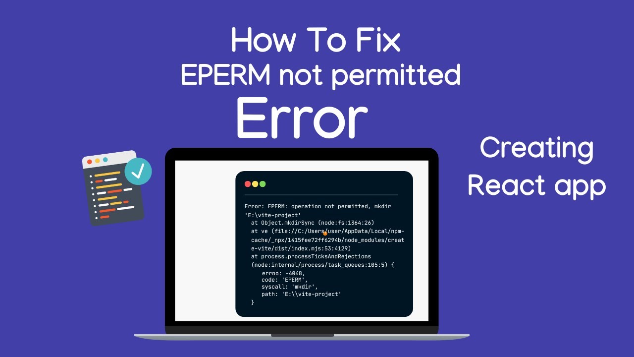 How To Fix EPERM not permitted error while creacting react app