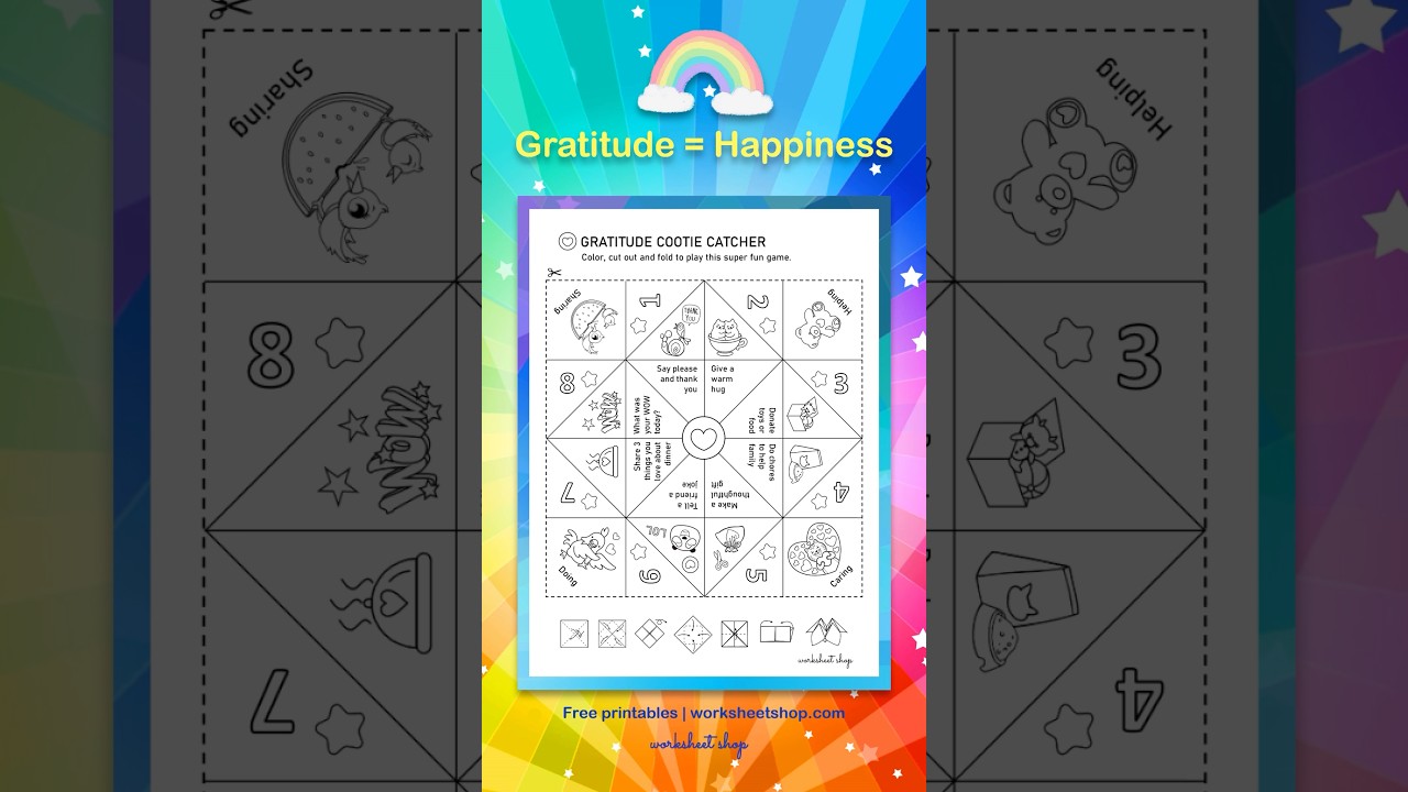 🦃🖍️ Thanksgiving Activity | Gratitude Cootie Catcher | Free Printables