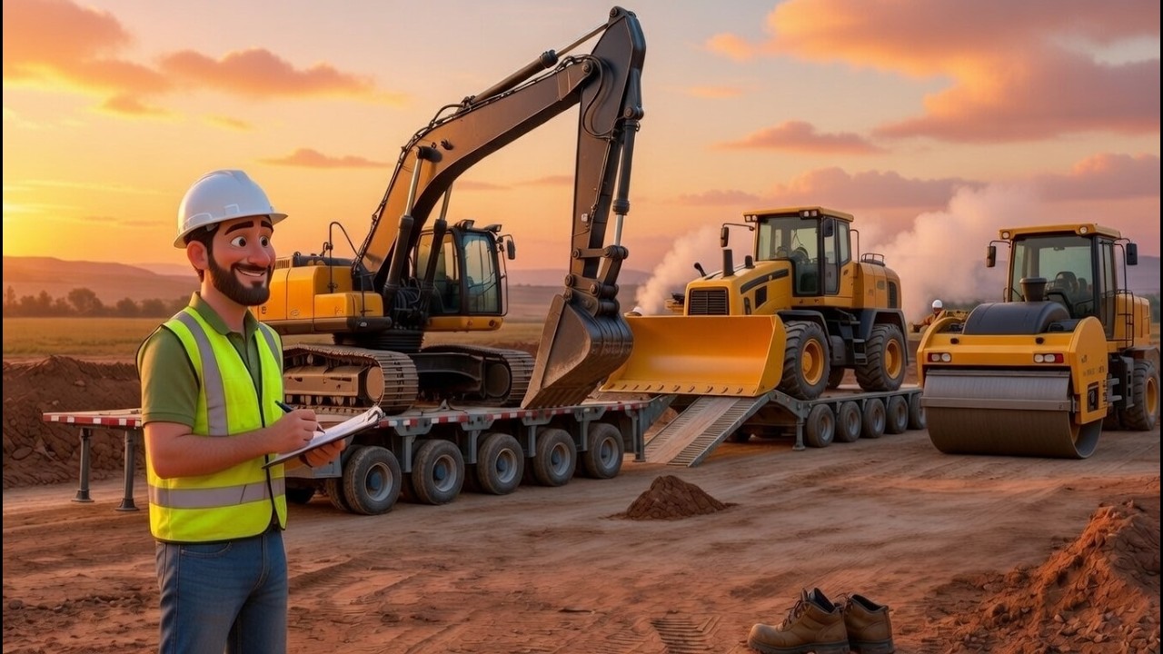 Road Construction Simple Animation Video Illustration