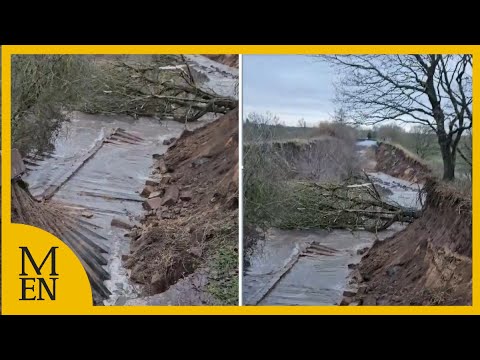 Bridgewater Canal embankment near Dunham Massey collapses after heavy ...