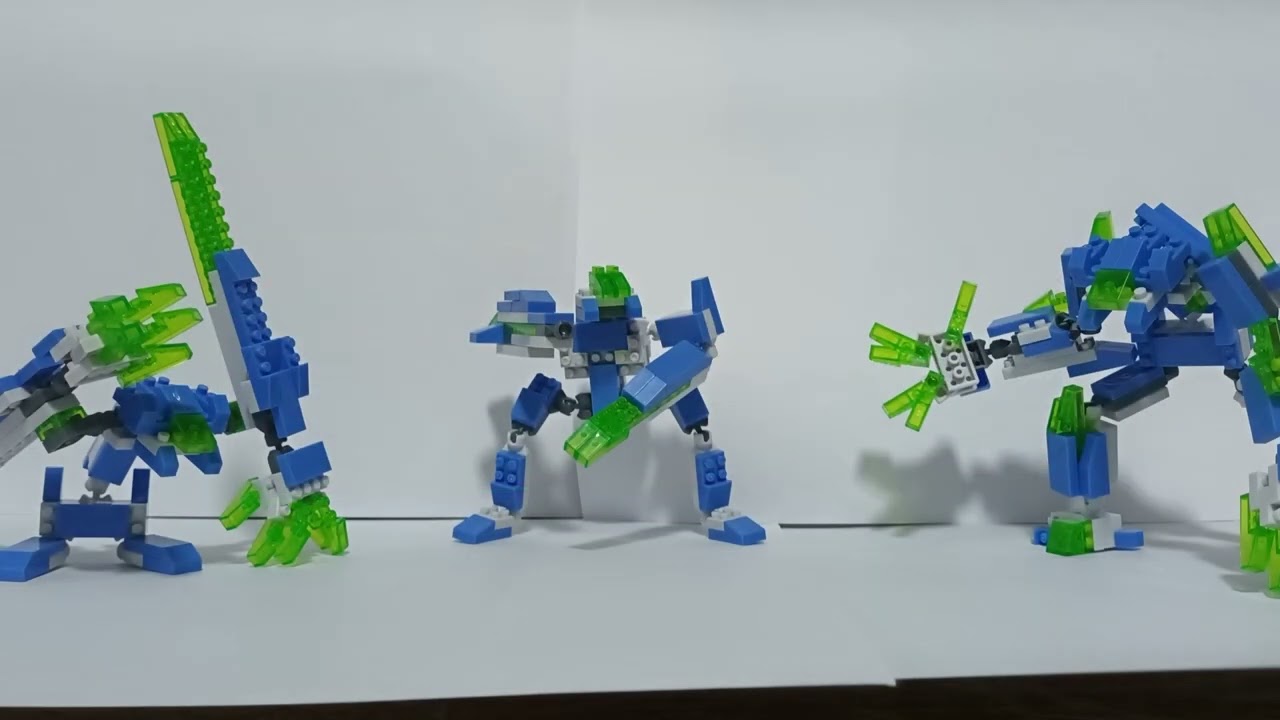 My son creates his own Lego robot.