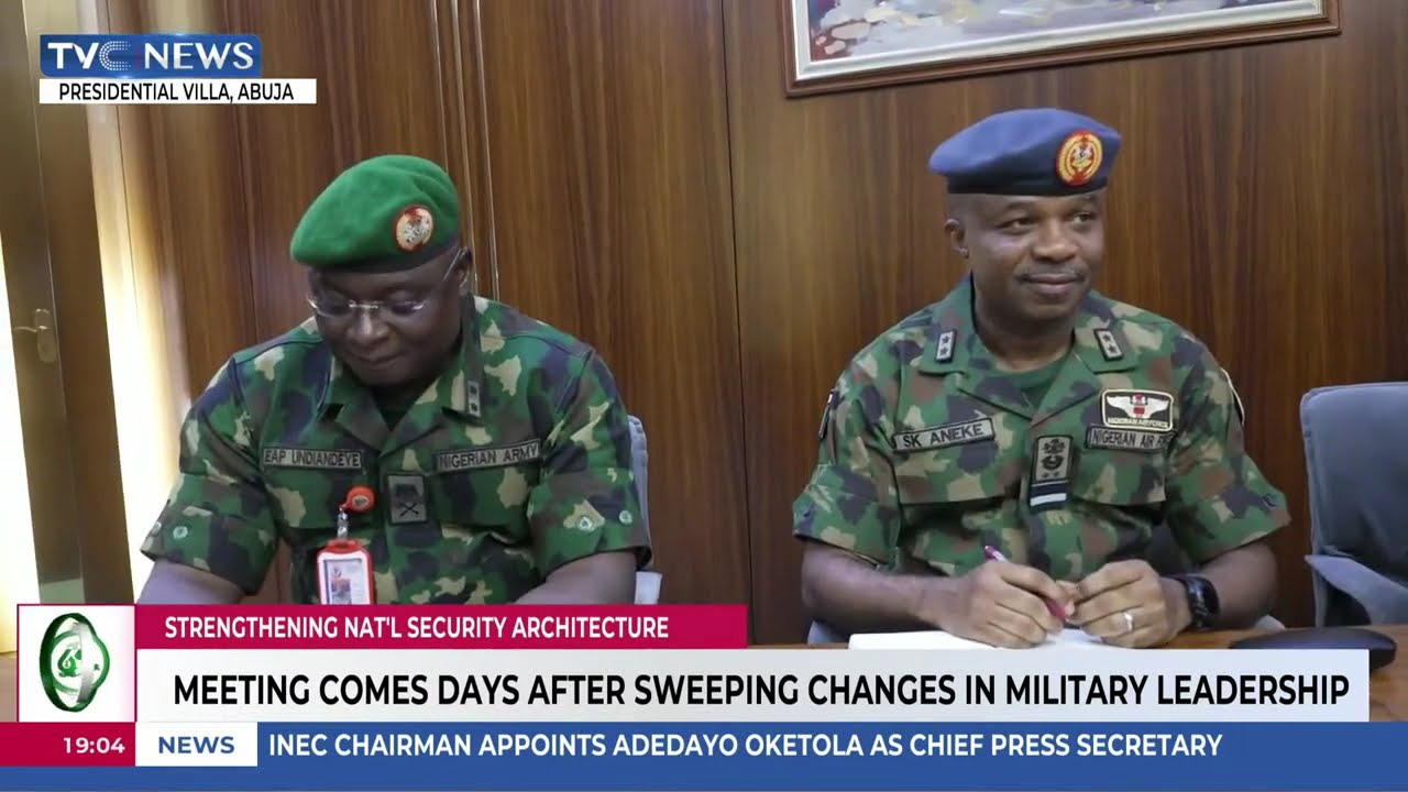 President Tinubu Meets Newly Appointed Service Chiefs At Presidential Villa