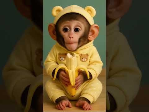 Baby Monkey Eats a Banana and Giggles! πππππ