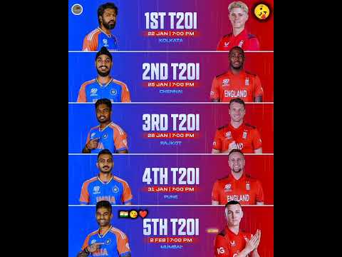 India vs England 🚨Schedule for 5 Match T201 Series. #indvseng