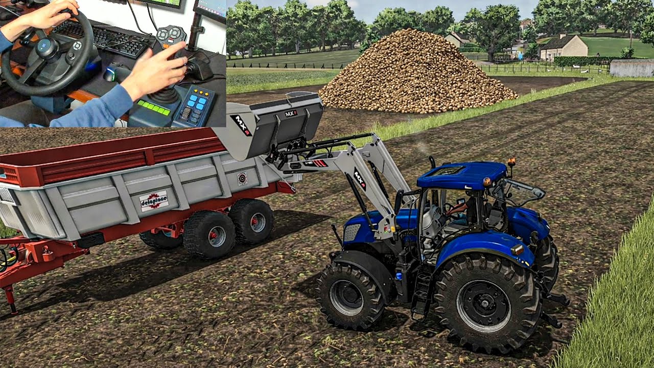 Realistic Sugar Beets Loading with New Holland T7.220 using Hori Control System gameplay | FS25