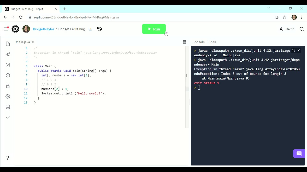 java.lang.ArrayIndexOutOfBounds Easy Fix