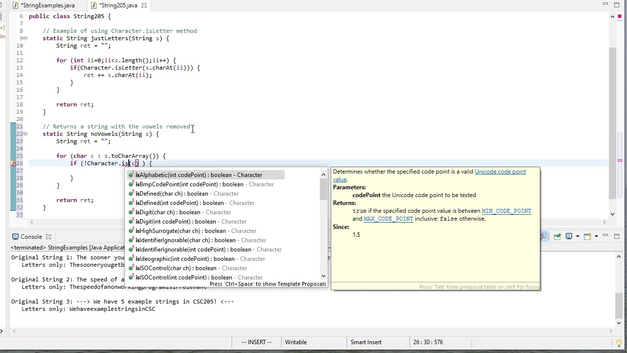 Working with Strings (and Characters) in Java