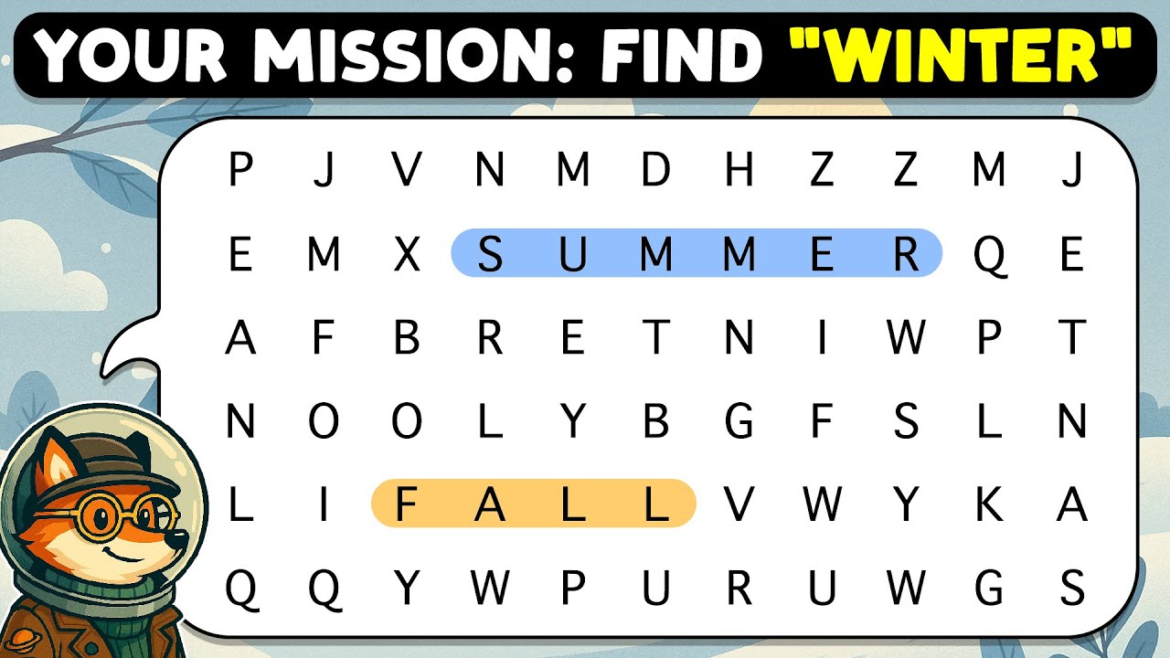 🦊🔍 Can You Uncover the Word “WINTER”? 🔎🦊 | Word Search Puzzle
