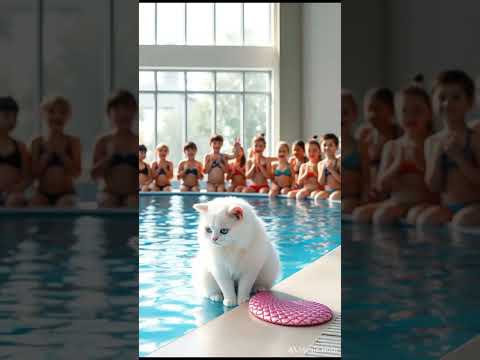 cat vs human swimming   #cat #mermaidlove #funny #ai #cartoon #catlover #catcartoon #animation #cute
