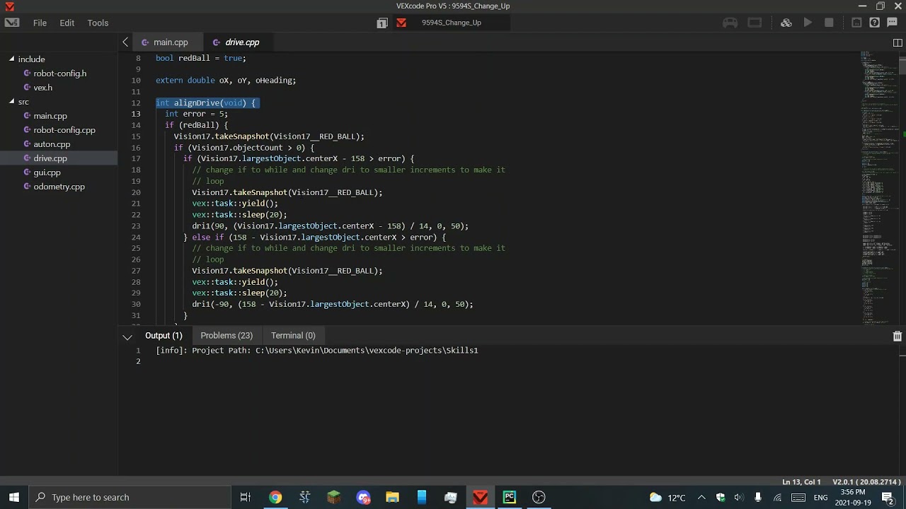 9594S VEX Change Up Code Overview + Auton Python Program