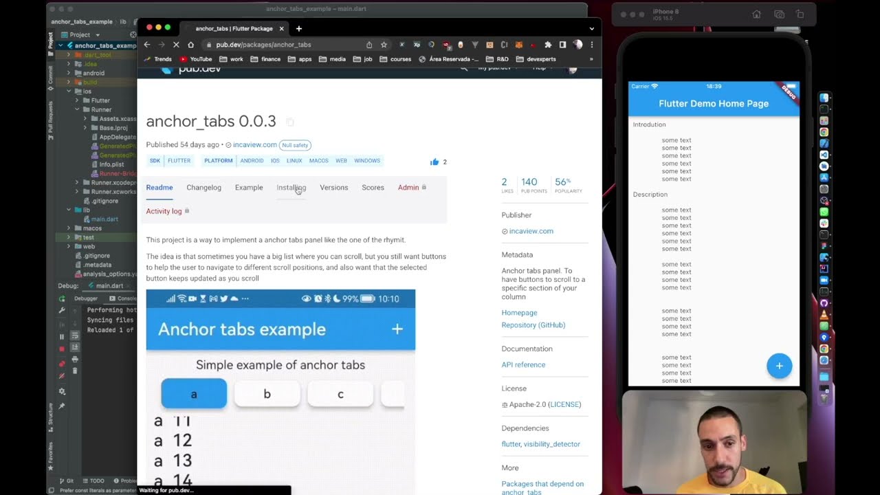 Flutter package to support scrolling with anchor tabs