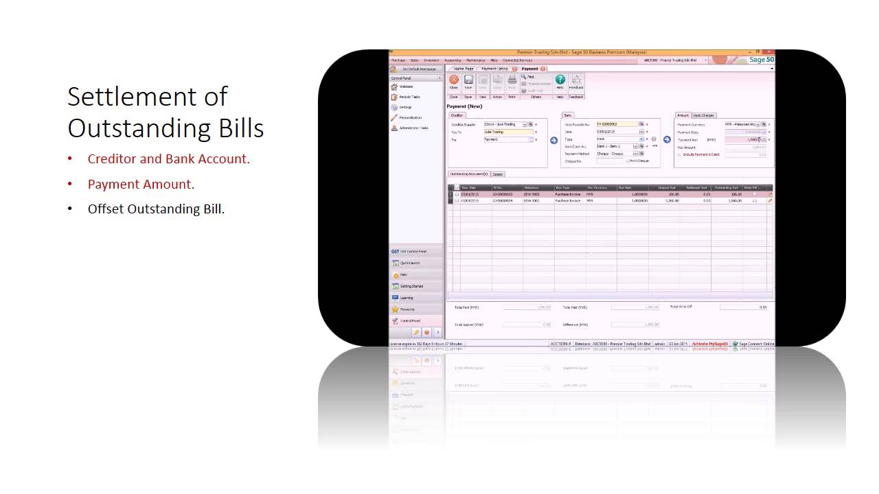 Sage 50 - Settle Payable