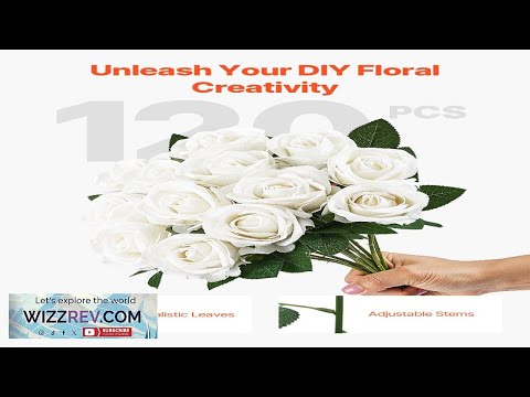120 Pcs White Roses Artificial Flowers Realistic Bouquet for Xmas Home Decor Review