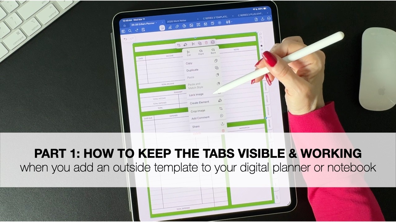 PART 1: Add templates to your tabbed digital planner/notebook and keep the tabs working + visible