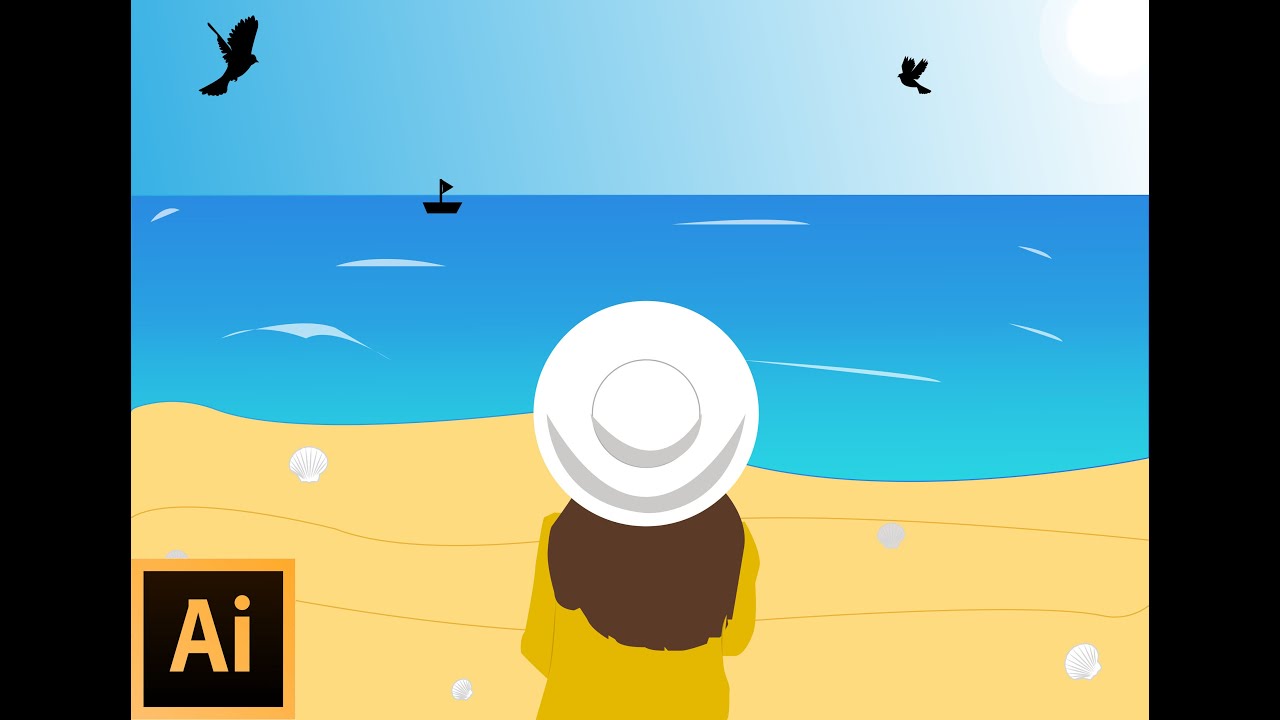 A Beach Day | Beach Illustration | Vector Art | The BaBy Pink World