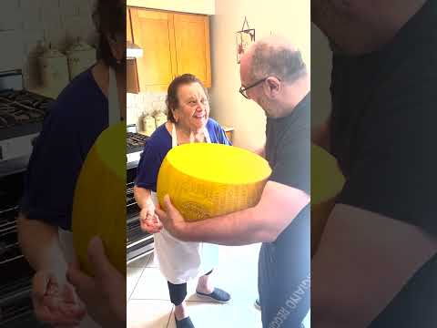 Nonna Pia surprised with a 80lb wheel of Parmigiano Reggiano! The best in the world!