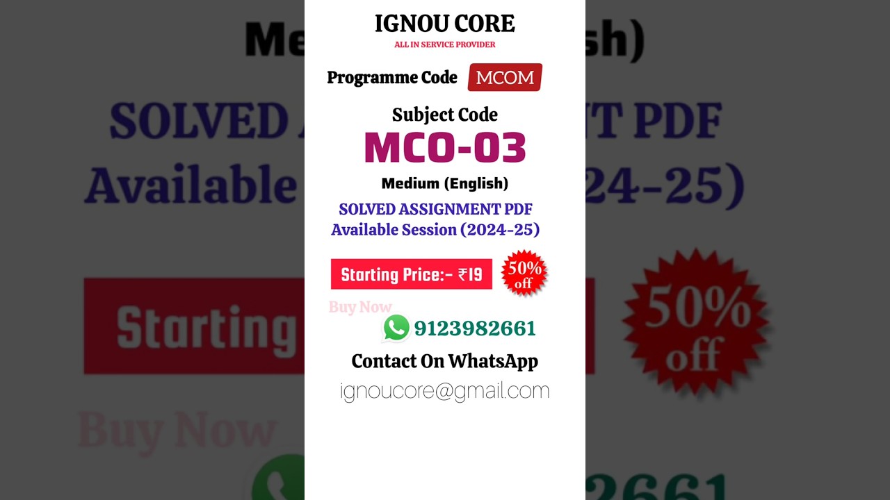 MCO 03 Solved Assignment PDF 2024-25 in English, MCOM program MCO-03 Solved assignments