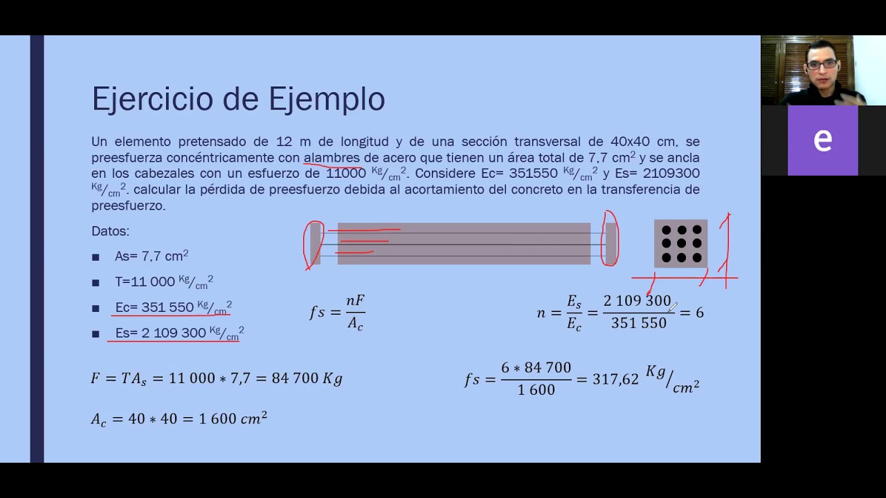 Concreto Pretensado: Pérdidas de Preesfuerzo - Ejercicio