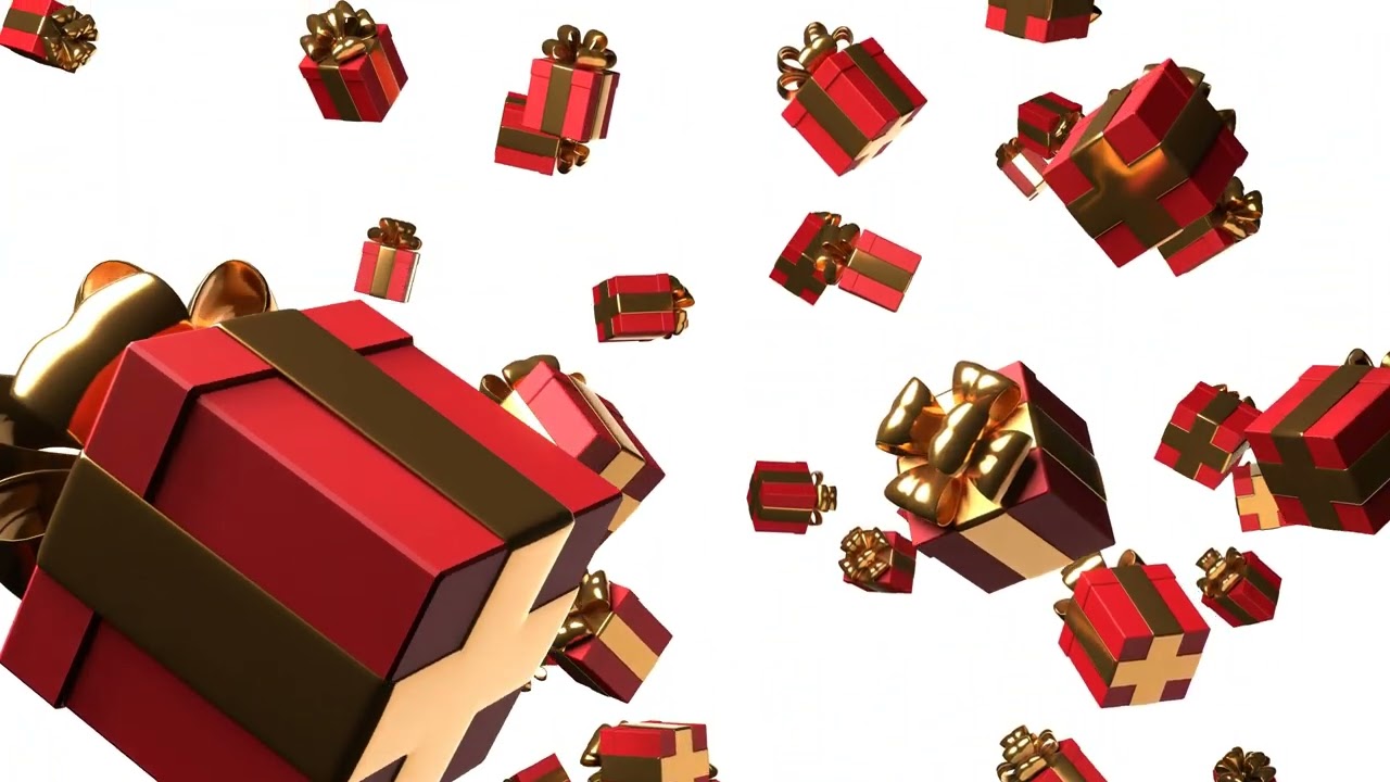 [1 hour]Red Gift Boxes with Gold Ribbon - Background/Screensaver[4K][No Sound]