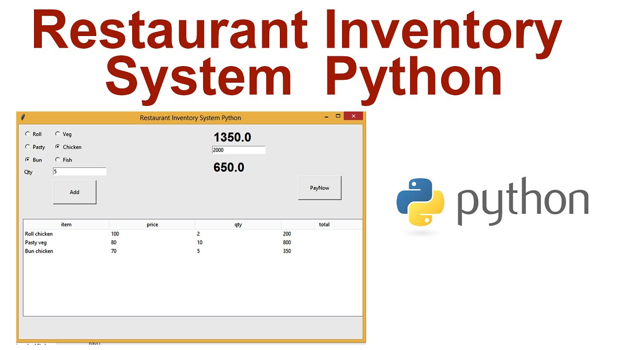 Restaurant Inventory System  Python