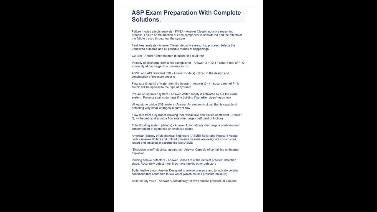 ASP Exam Preparation With Complete Solutions pdf