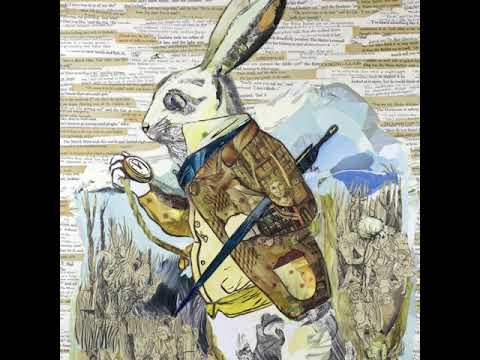 C.E White Alice in Wonderland White Rabbit Collage Art