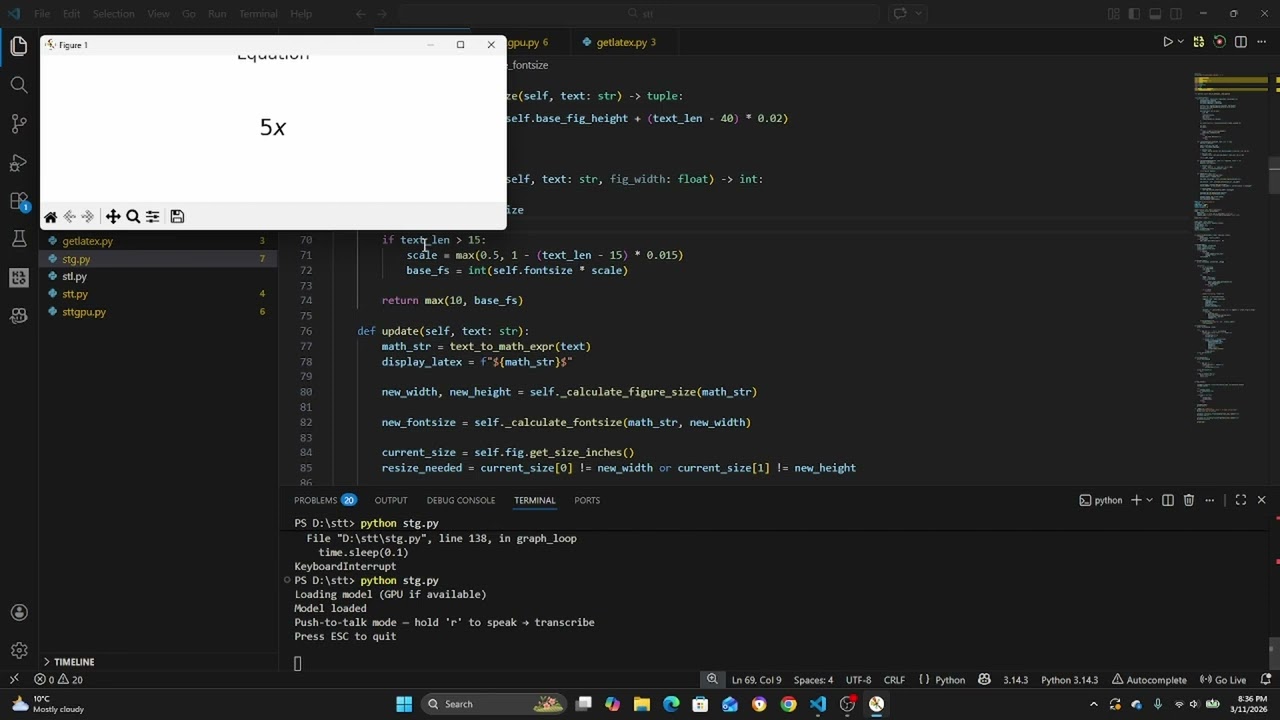 speech to latex python