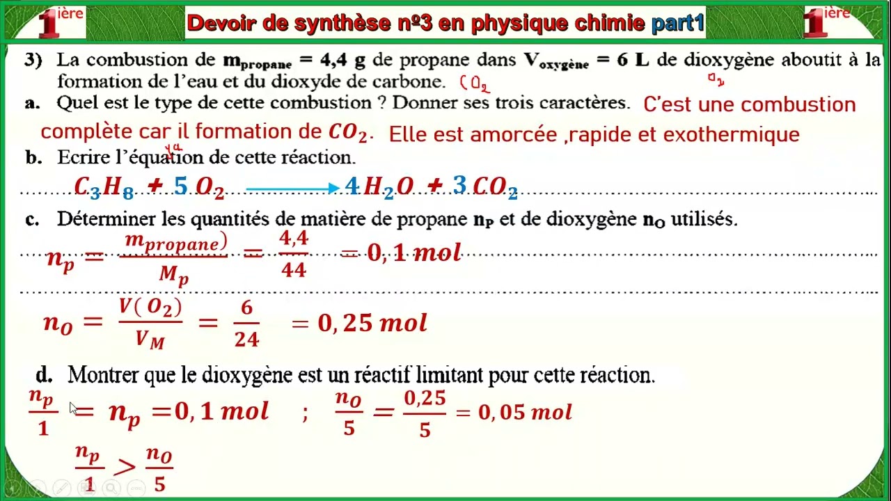 1ière année secondaire devoir de synthèse3 en physique chimie partie1