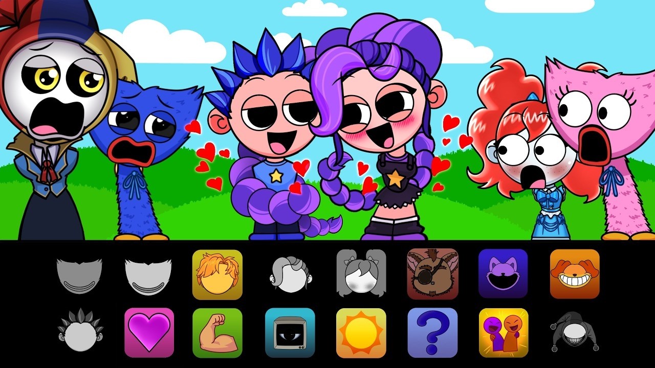 Sprunki LILY Love Braids Meets MALE Love Braids! Poppy Playtime 5 mod