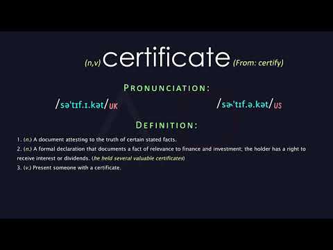 Certificate Meaning And Pronunciation | Audio Dictionary