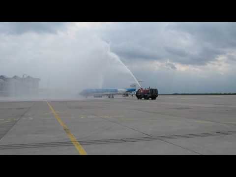 Flughafen Dresden - feierliche Streckeneröffnung der Verbindung Dresden - Amsterdam mit KLM