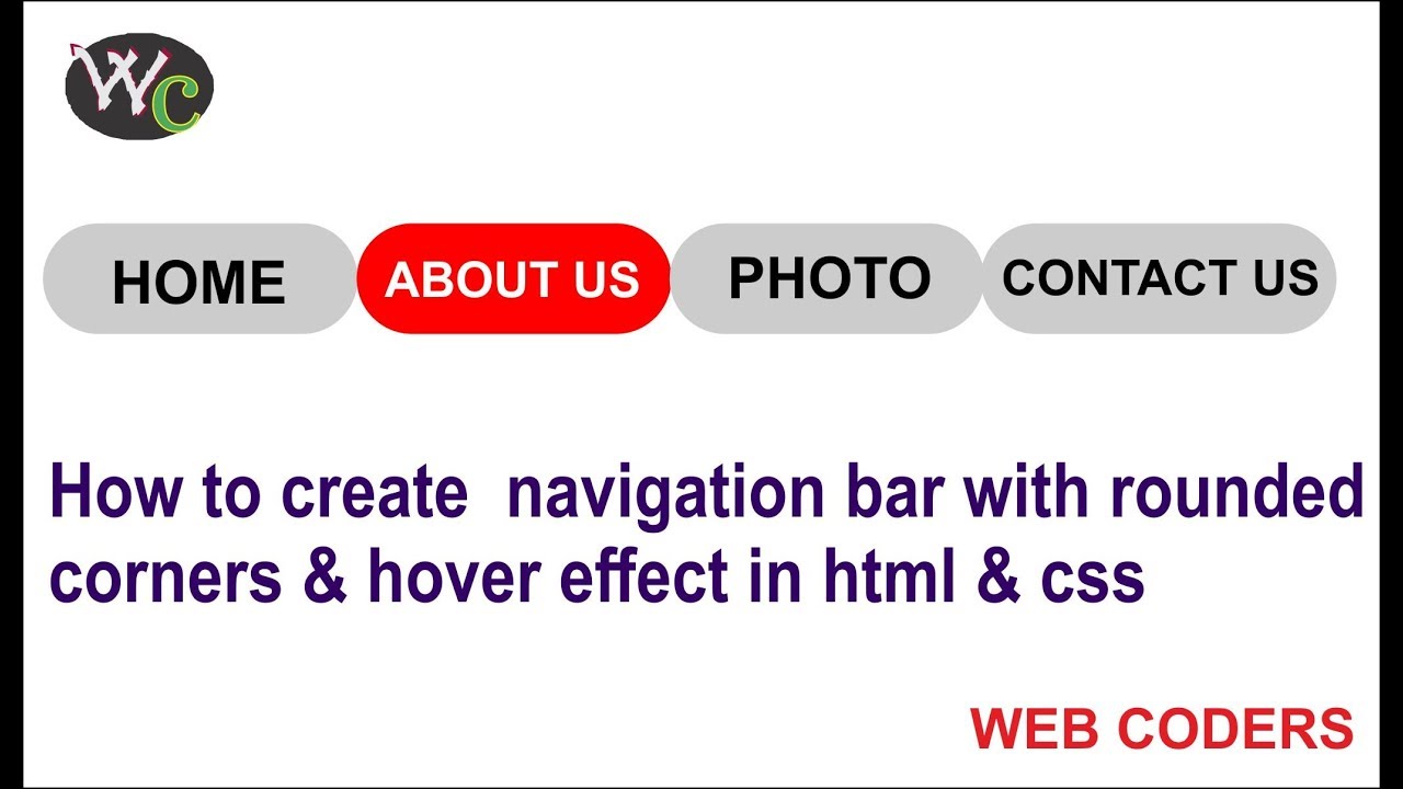 how to create horizontal navigation bar in round shape with hover effect