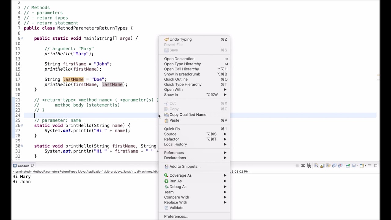 Java Tutorial: Method Parameters And Return Types