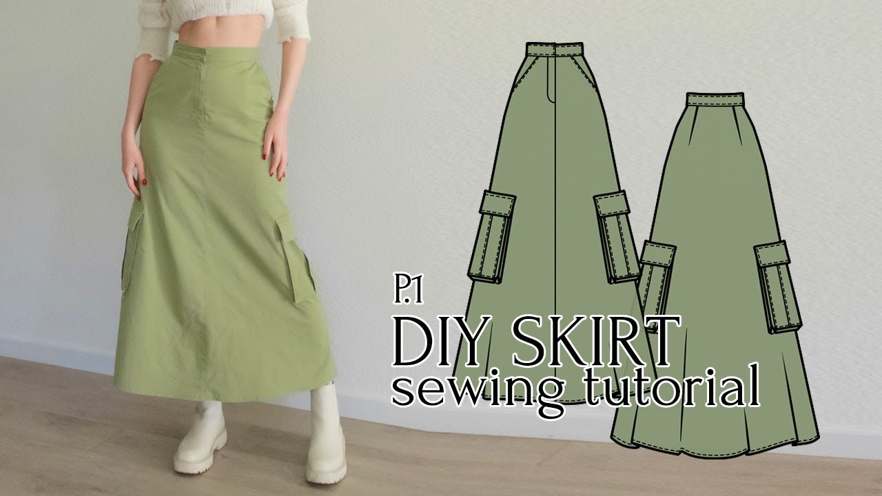 Sewing Tutorial for Skirt with Cargo Pockets + Sewing Pattern