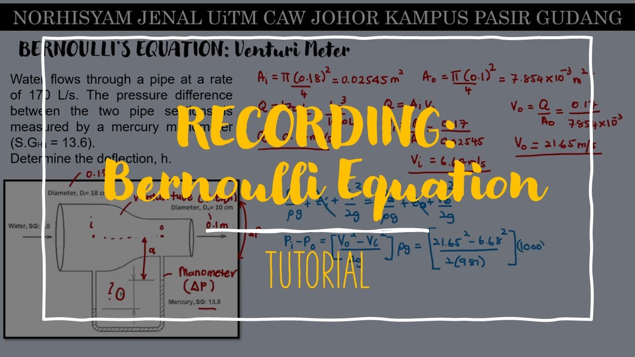 Fluid Dynamics - Bernoulli Equation (Tutorial) Recording