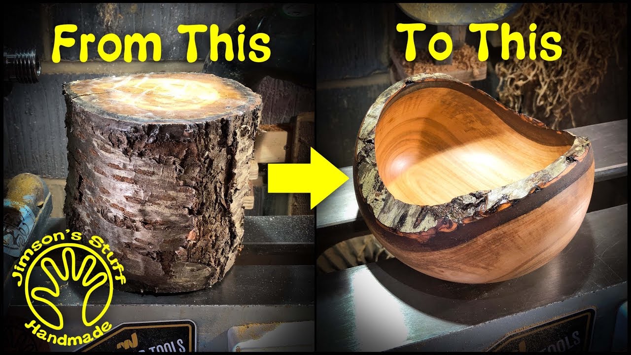 Woodturning a Live Edge Cherry Bowl in Timelapse